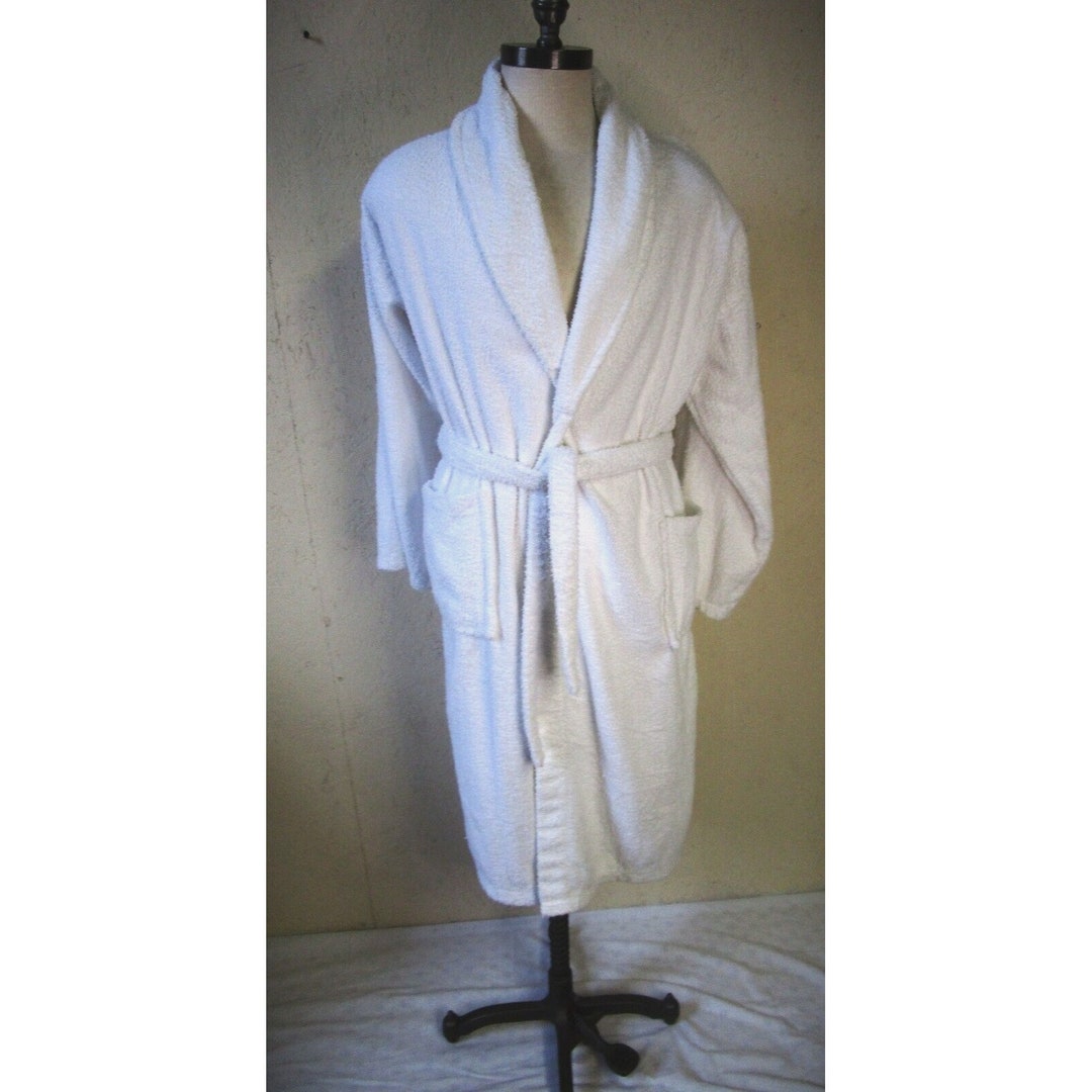 Vintage Terry Cloth Robe White Unisex Dressing Gown Size L/XL NWOT - Etsy
