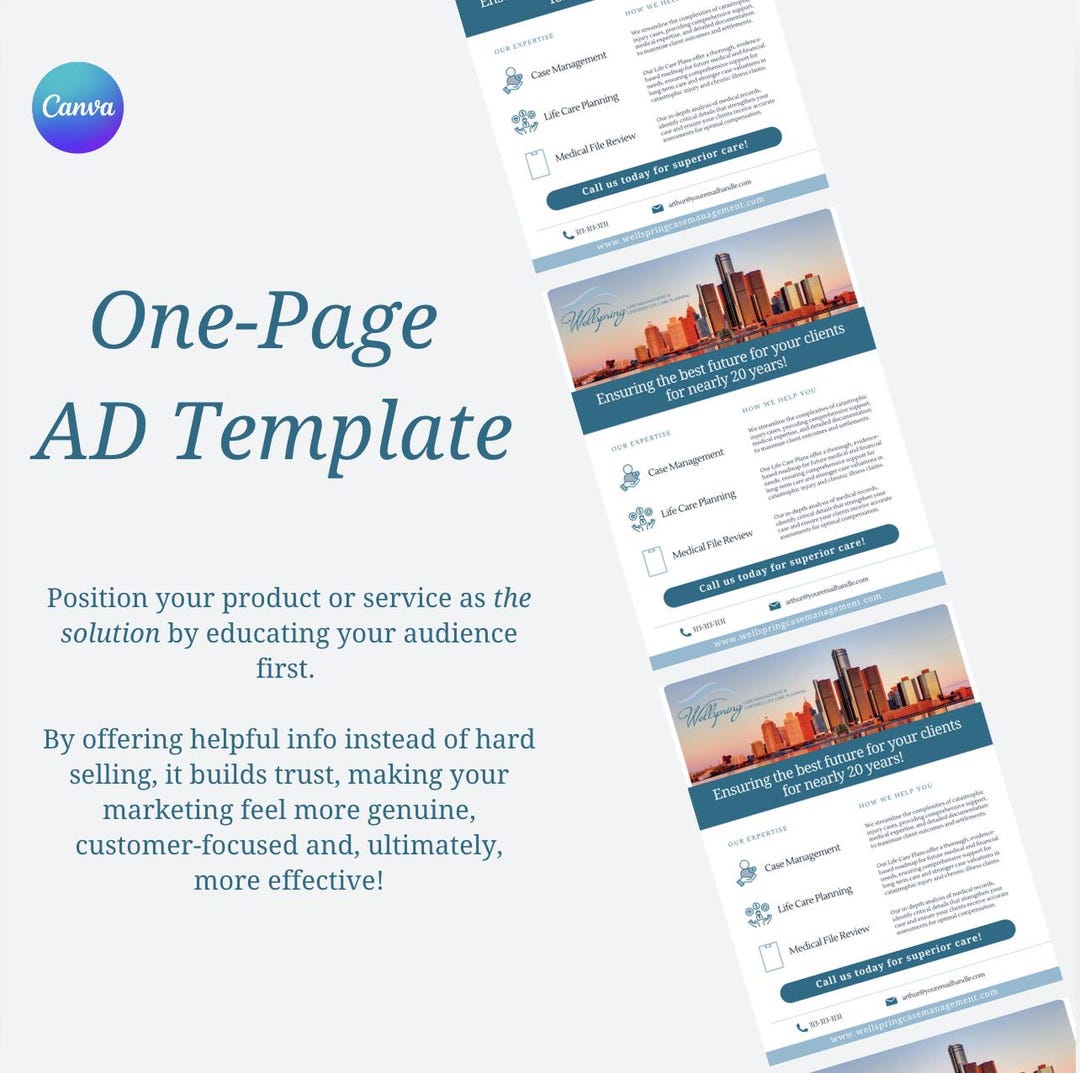 One-page Business Ad Template - Etsy