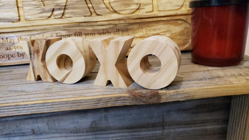 Wooden XOXO Shelf Display Farmhouse Style Valentine Gift, Hugs and ...