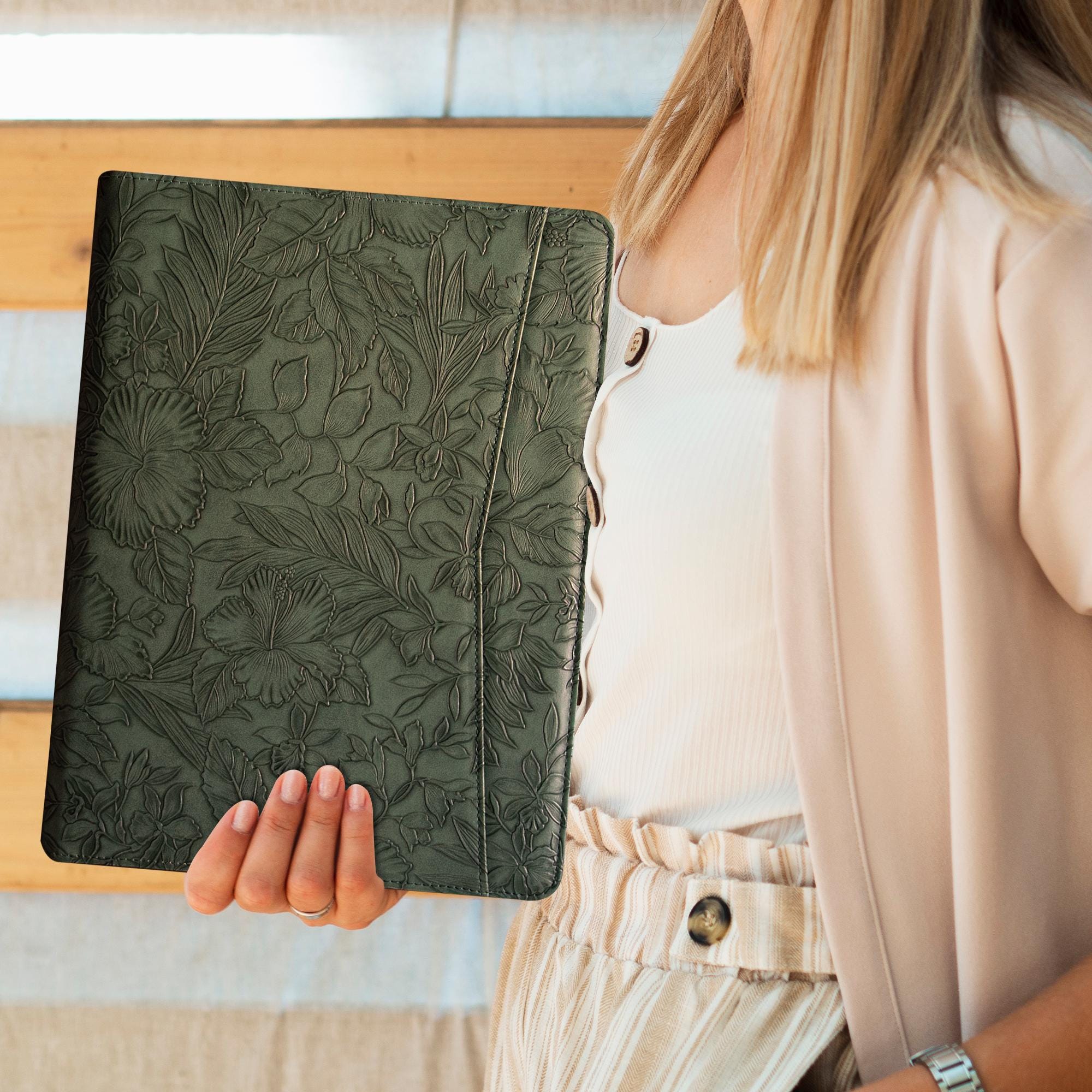 Personalized Leather Portfolio for Women, A4 Custom Journal Cover ...