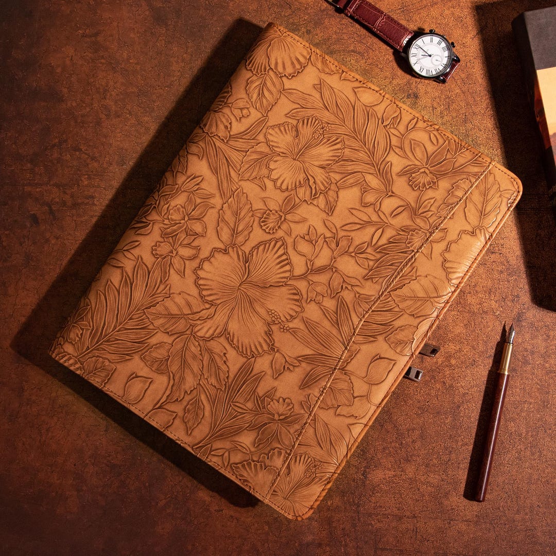 Women's Brown Leather Portfolio, Zippered Padfolio, Personalized PU ...