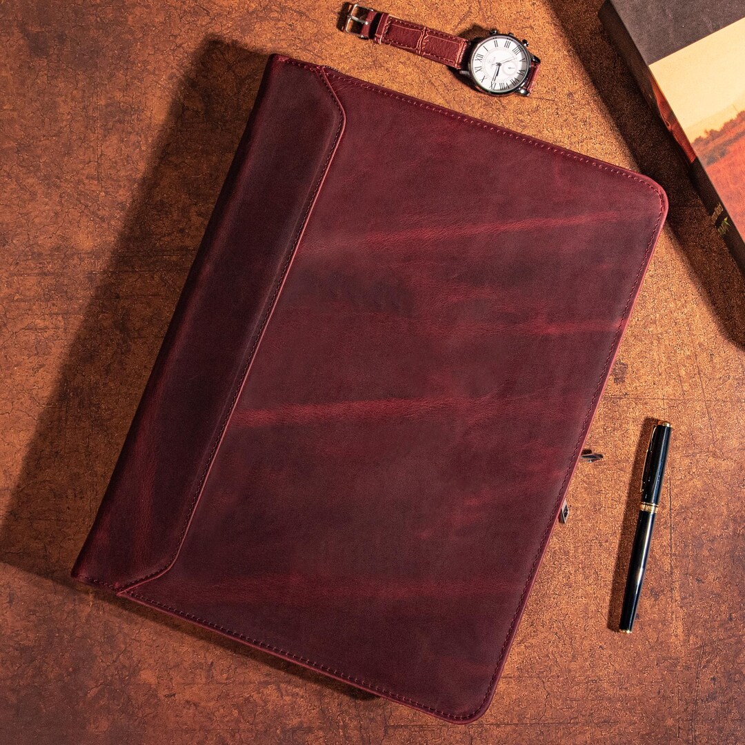 3 Ring Binder Portfolio, Personalized Leather Portfolio, Women's ...