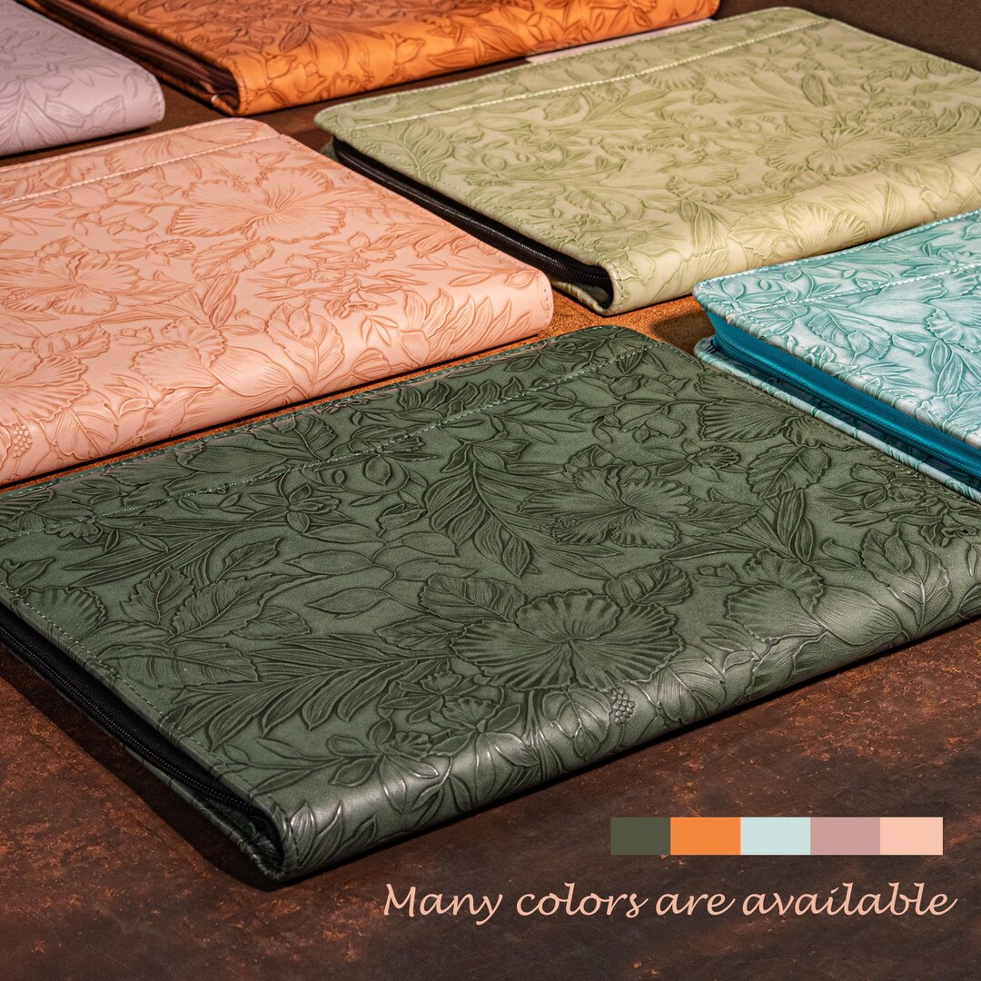 Personalized Embossed PU Leather Portfolio, Women Leather Portfolio, A4 ...