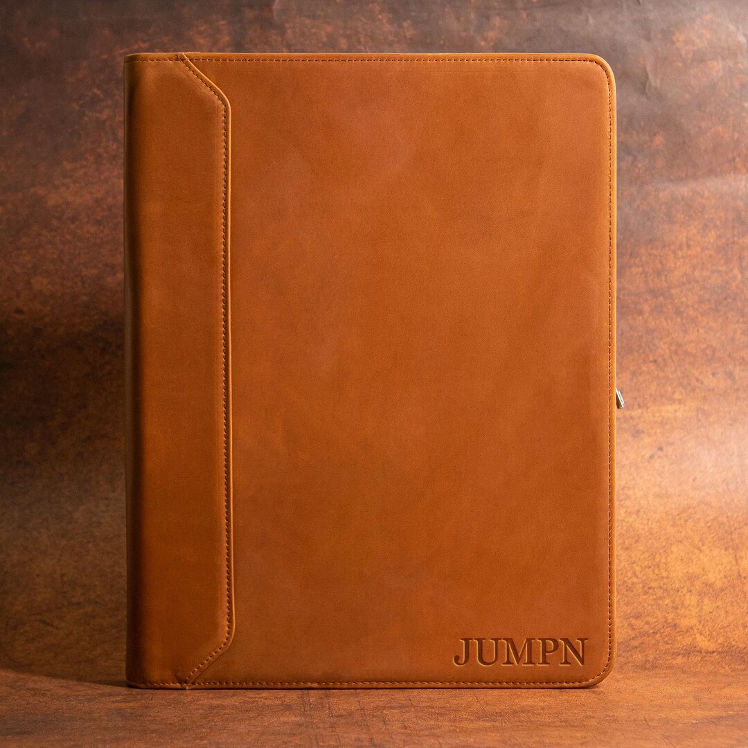 3 Ring Portfolio With Zipper, Personalized Leather Portfolio, Men's ...