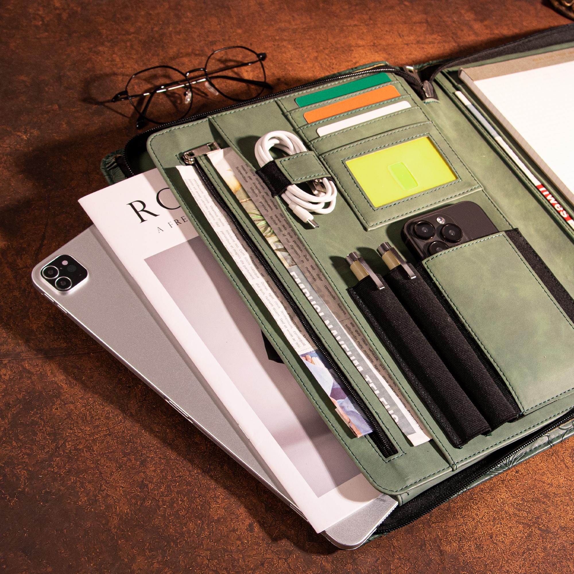 Personalized Leather Portfolio for Women, A4 Custom Journal Cover ...
