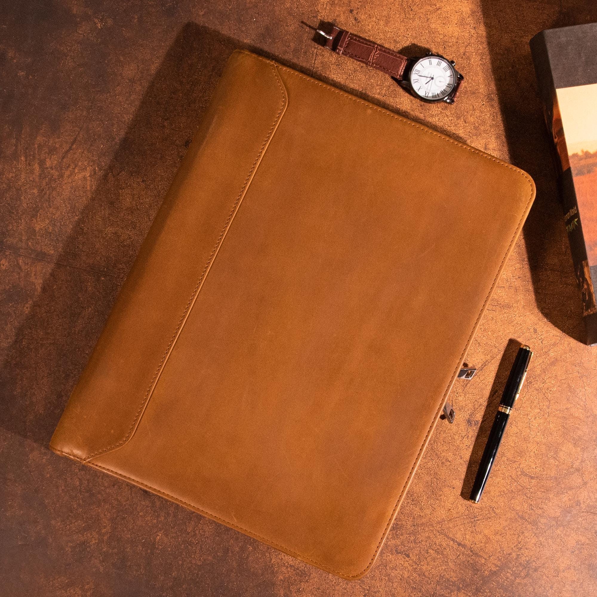 3 Ring Portfolio With Zipper, Personalized Leather Portfolio, Men's ...