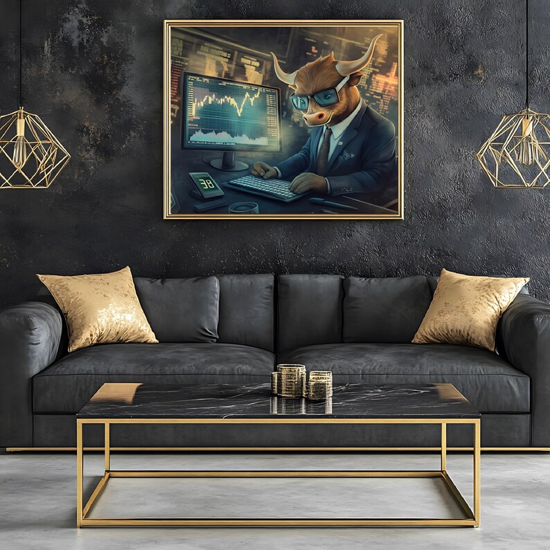 Wall Street Bull Stock Trader Art Print (digital Download) - Etsy