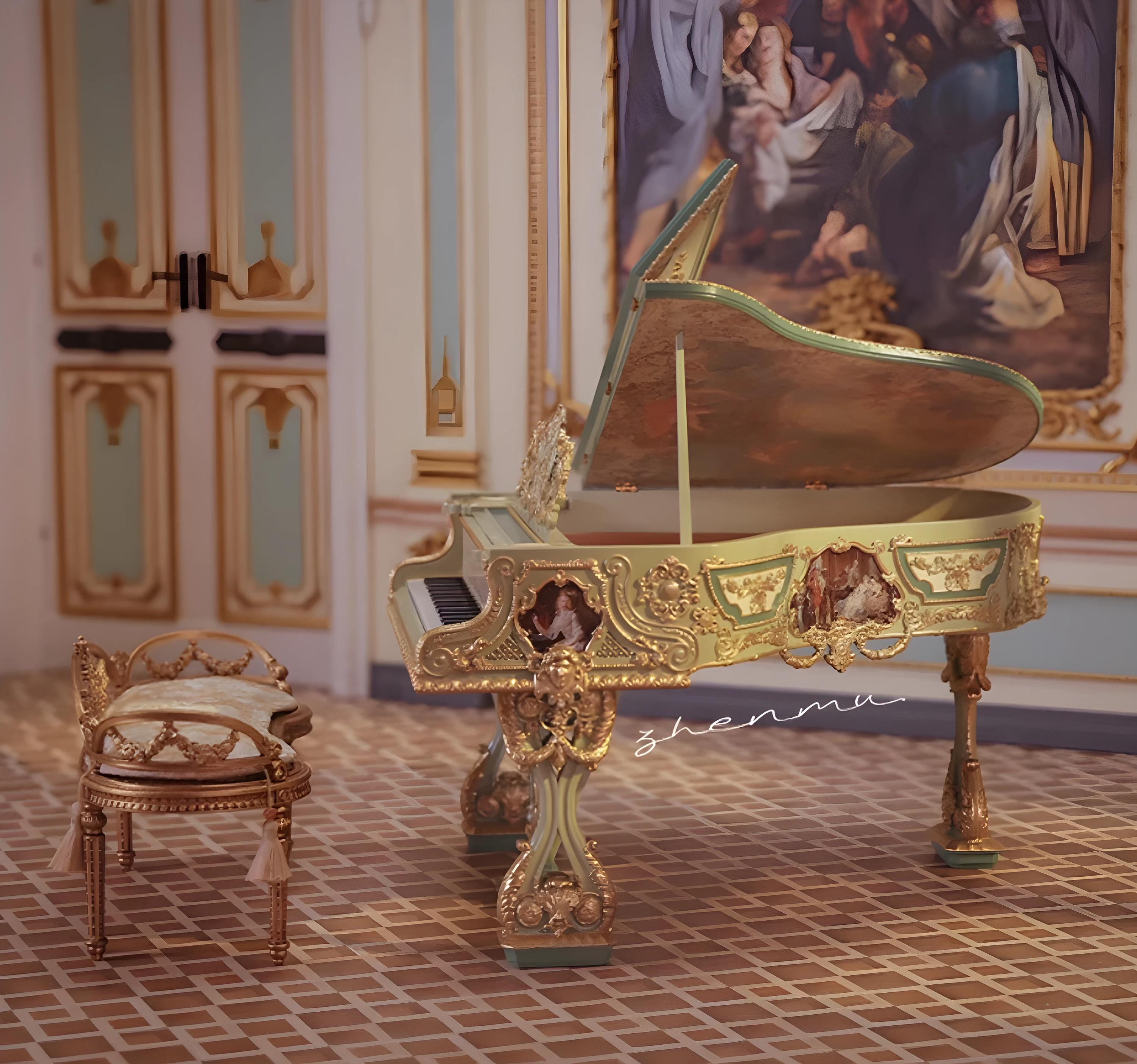 Luxury Miniature Grand Piano – Victorian Rococo Style | Dollhouse Music ...