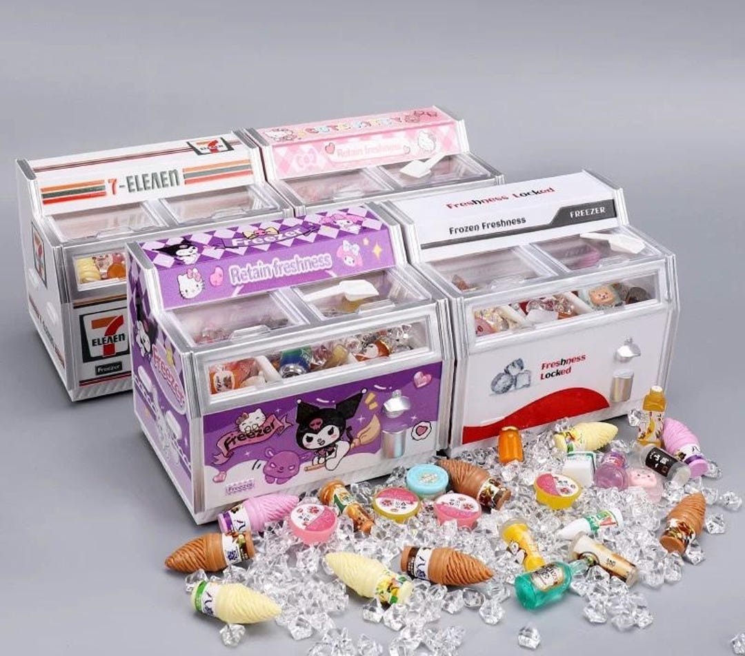 Mini 7-eleven Ice Cream Freezer | Light-up Dollhouse Fridge | 1:6 Scale ...