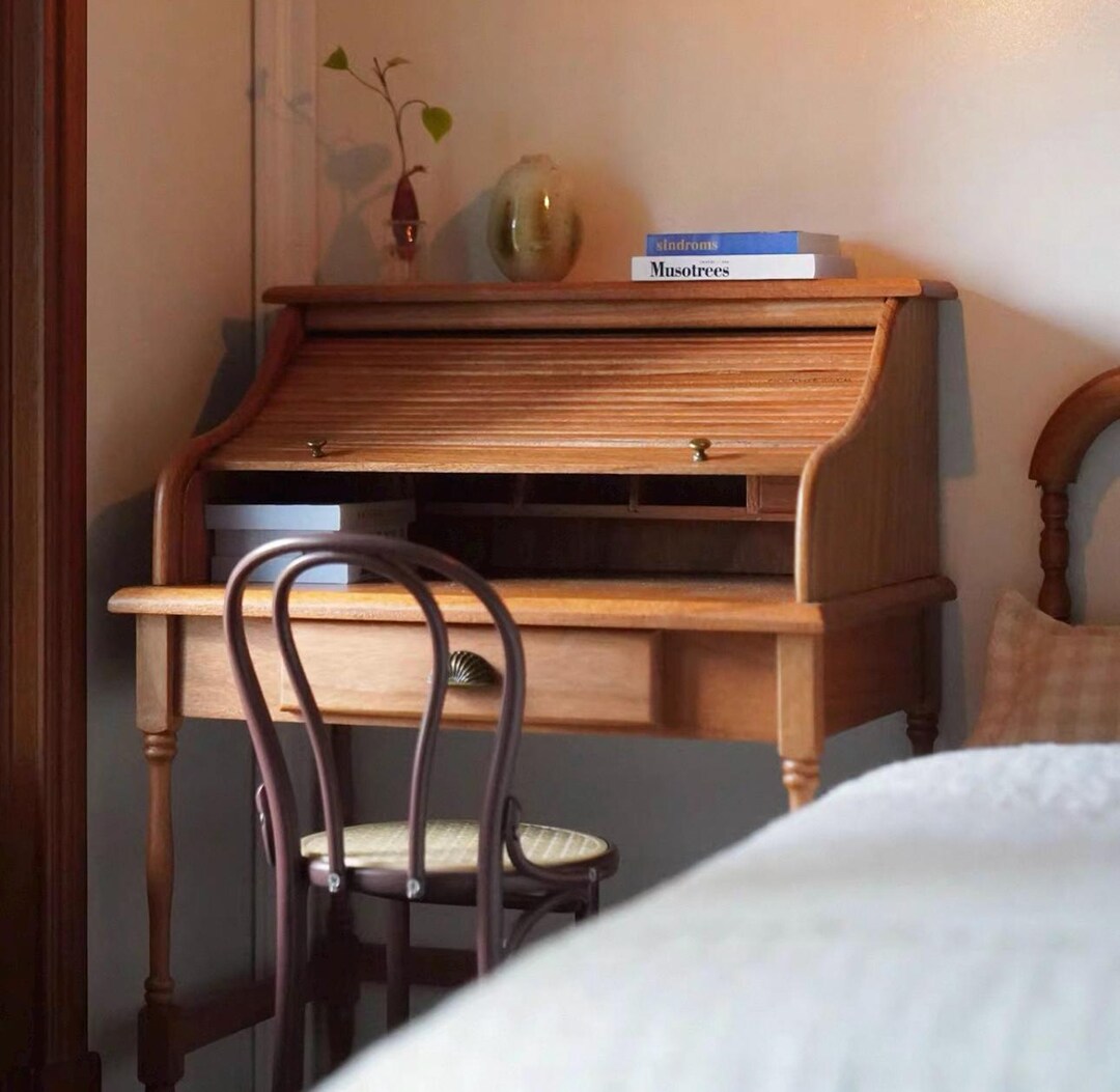Miniature Wooden Secretary Desk | 1:6 Scale Dollhouse Writing Table ...