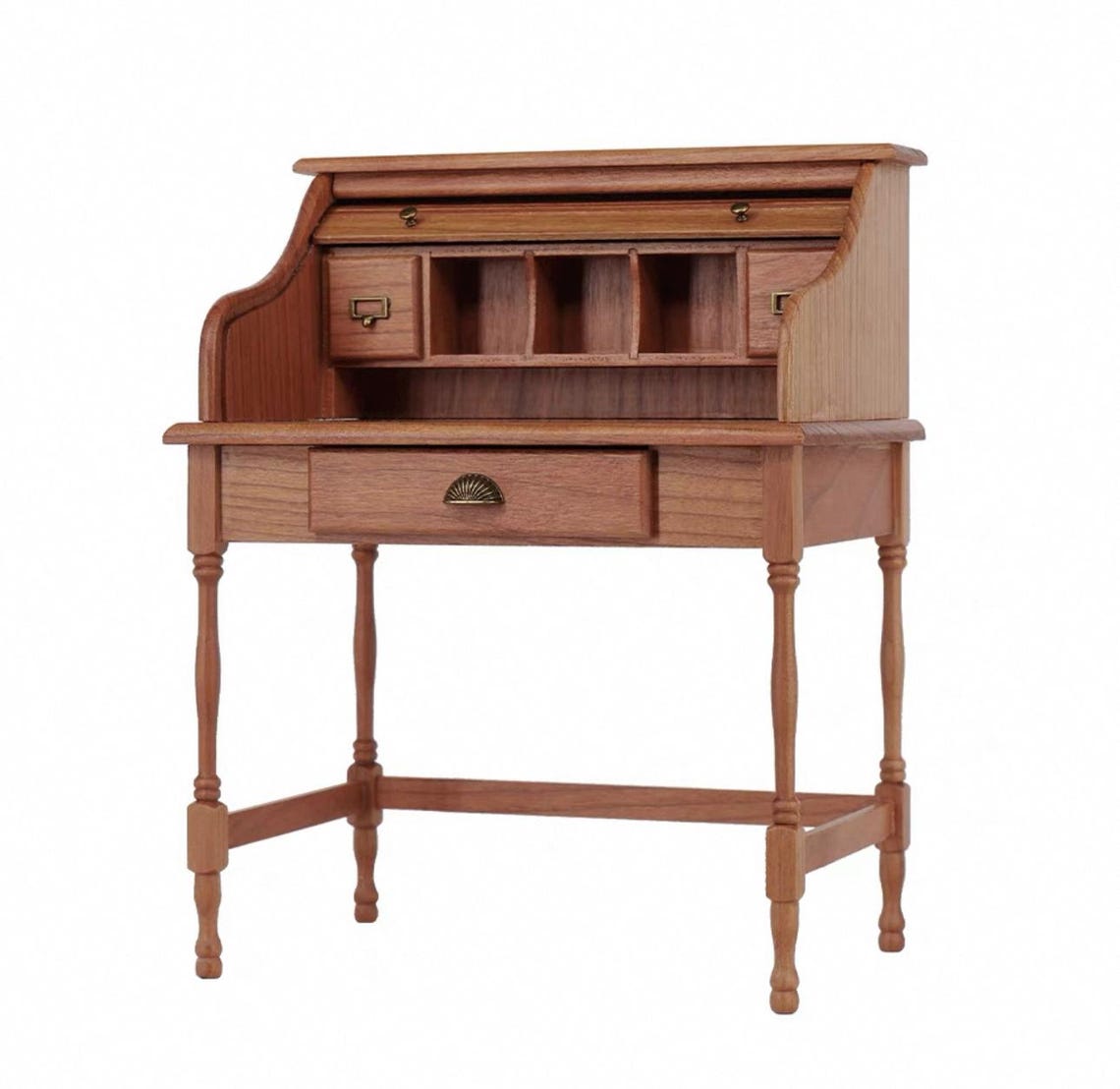 Miniature Wooden Secretary Desk | 1:6 Scale Dollhouse Writing Table ...