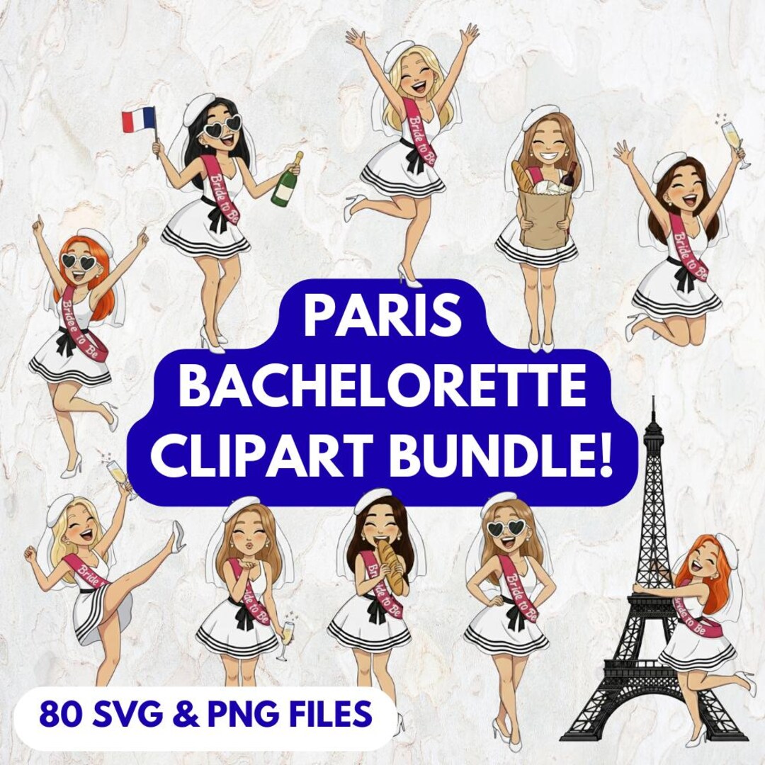 Paris Bachelorette Party Clip Art Bundle - Etsy