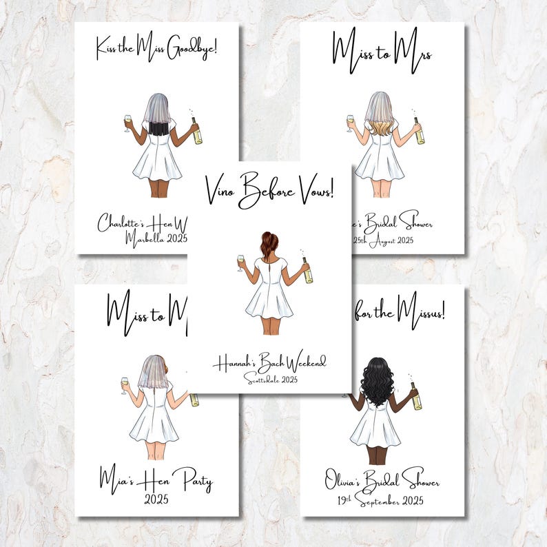 Personalised Kiss the Miss Goodbye Guestbook Poster: Vino Before Vows ...