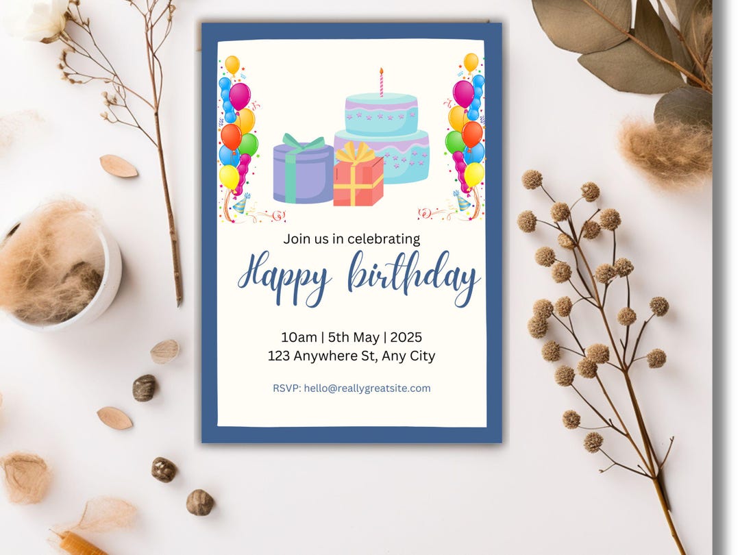 Editable Birthday Invite - Customizable Digital Download, Instant DIY ...
