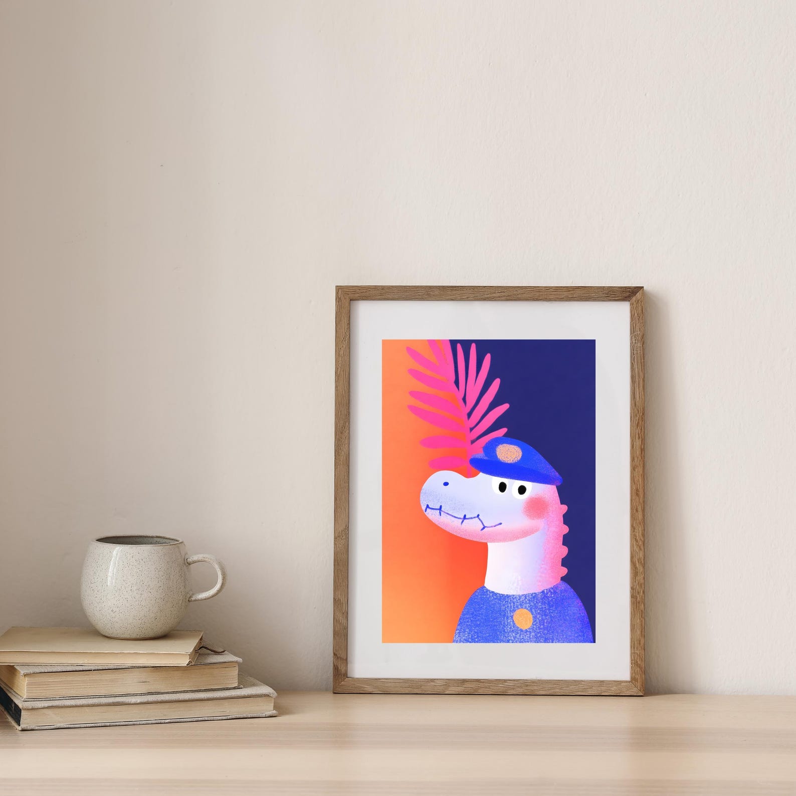 Cute Dinosaur Police Officer Poster | Playful Dinosaur Wall Art ...