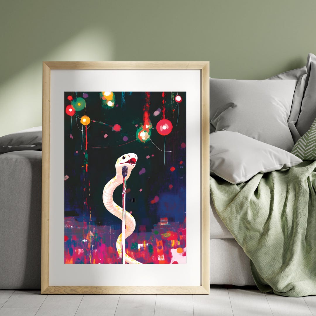 Singing Snake Poster | Vibrant Snake Wall Art | Unique Animal Artwork ...