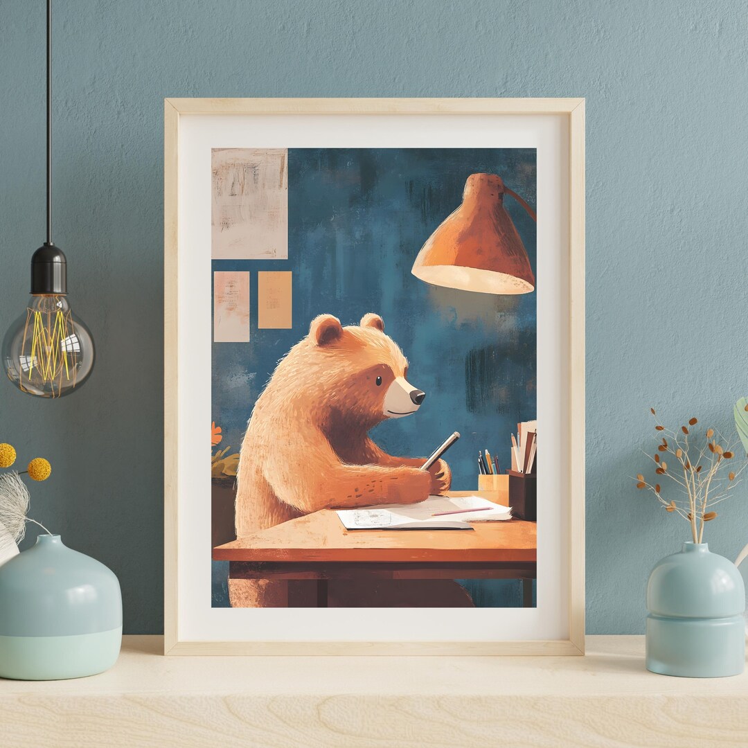 Japanese Zen Bear Art | Meditating Bear in Kimono Poster | Cute Bear ...
