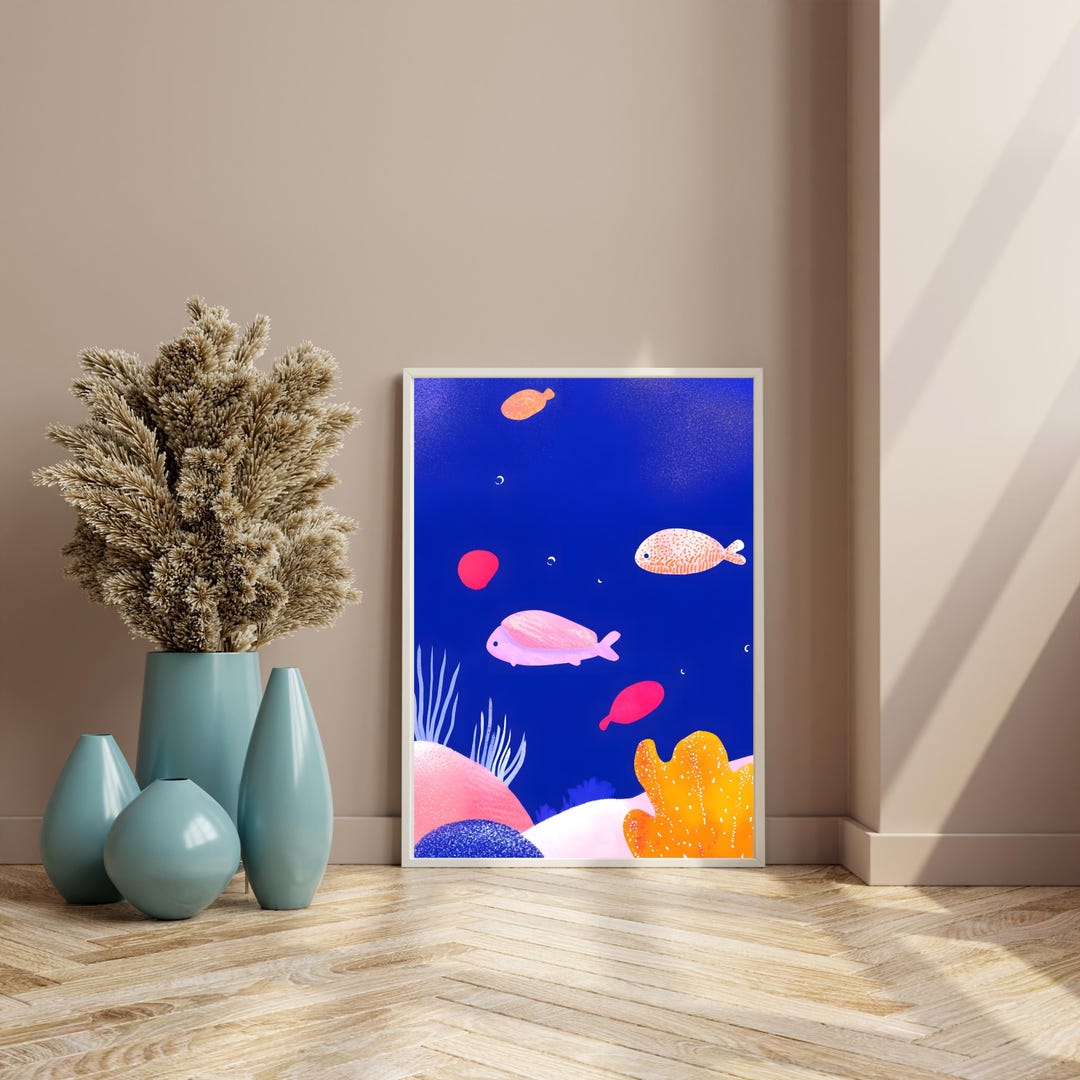 Vibrant Underwater Fish Poster | Colorful Marine Life Wall Art ...