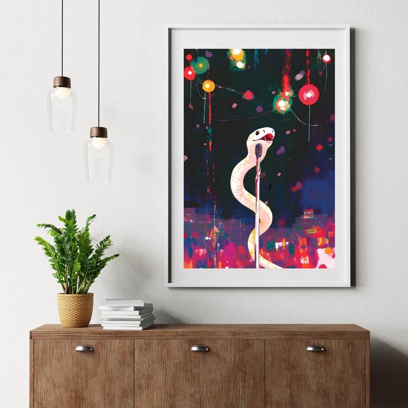 Singing Snake Poster | Vibrant Snake Wall Art | Unique Animal Artwork ...