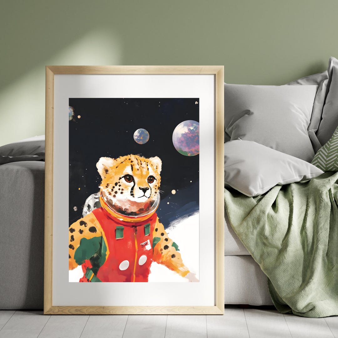 Space Explorer Cheetah Poster | Cheetah Astronaut Wall Art | Cosmic ...