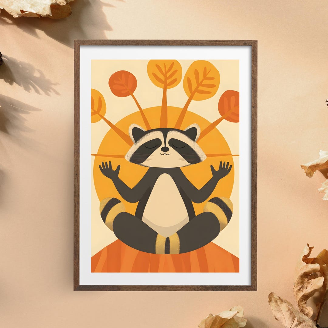 Meditating Raccoon Poster | Zen Raccoon Wall Art | Cute Raccoon ...