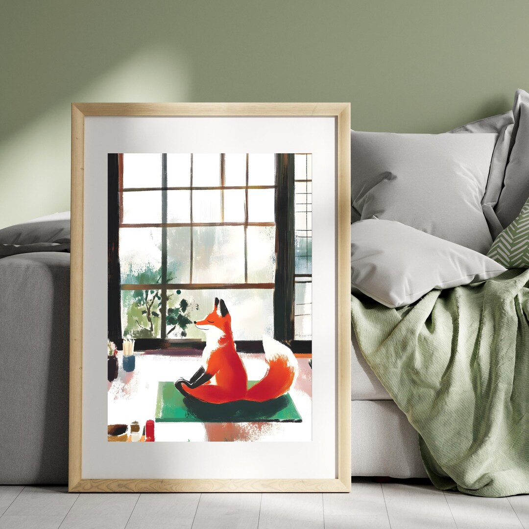 Japanese Zen Fox Poster | Fox Meditation Wall Art | Japanese Fox Art ...