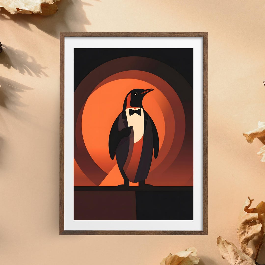 Elegant Penguin in Tuxedo Poster | Penguin Wall Art | Stylish Penguin ...