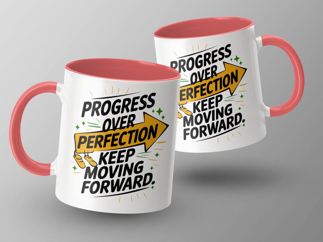 Inspirational Progress Over Perfection Mug, Motivational Coffee Cup ...