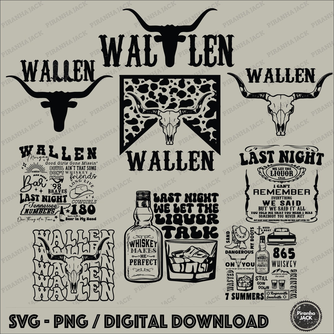 9 SVG PNG Bundle, Bundle Retro Wallen, Bull Skull Wallen, Wallen Cowboy ...