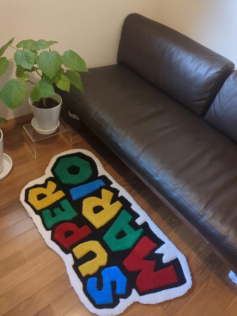 Custom Rug 3D Mario Inspired Logo Rug - Etsy