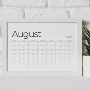 August 2025 Minimalistic Modern Monthly Planner Printable Calendar - Etsy