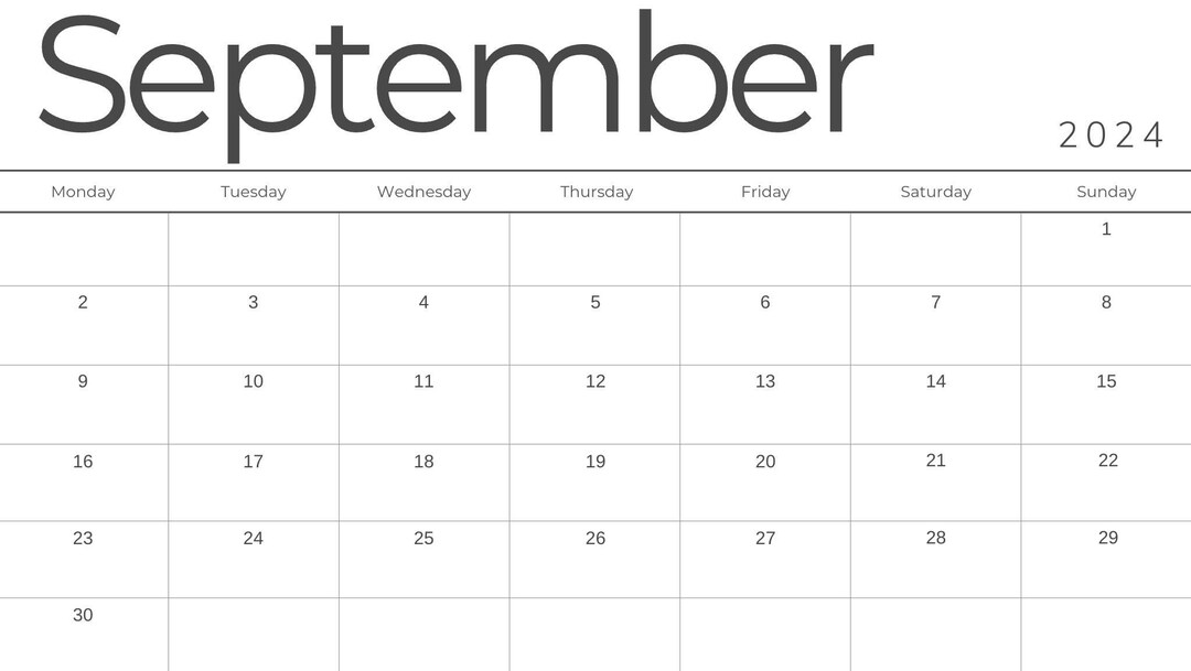September 2024 Minimalistic Modern Monthly Planner Printable Calendar ...