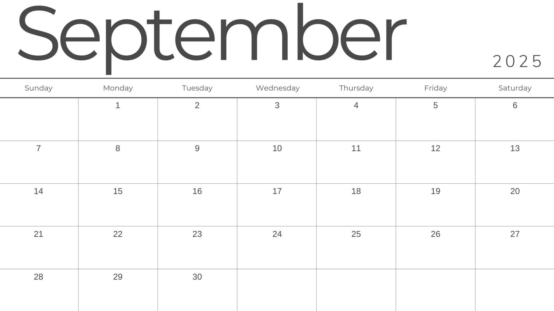 September 2025 Minimalistic Modern Monthly Planner Printable Calendar ...
