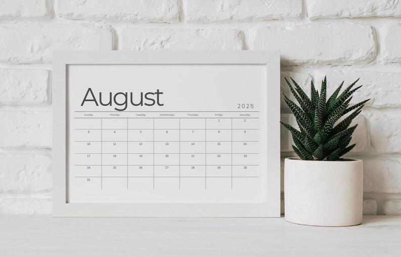 August 2025 Minimalistic Modern Monthly Planner Printable Calendar - Etsy