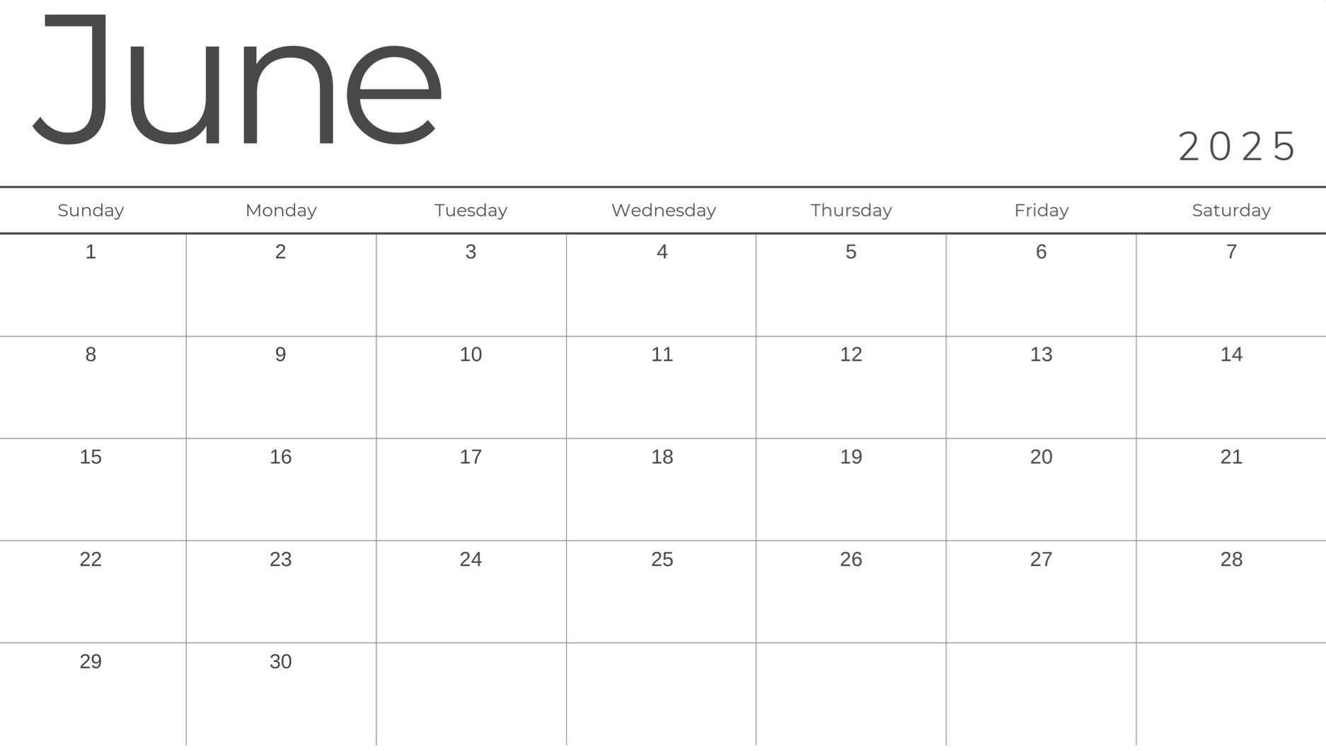 June 2025 Minimalistic Modern Monthly Planner Printable Calendar - Etsy
