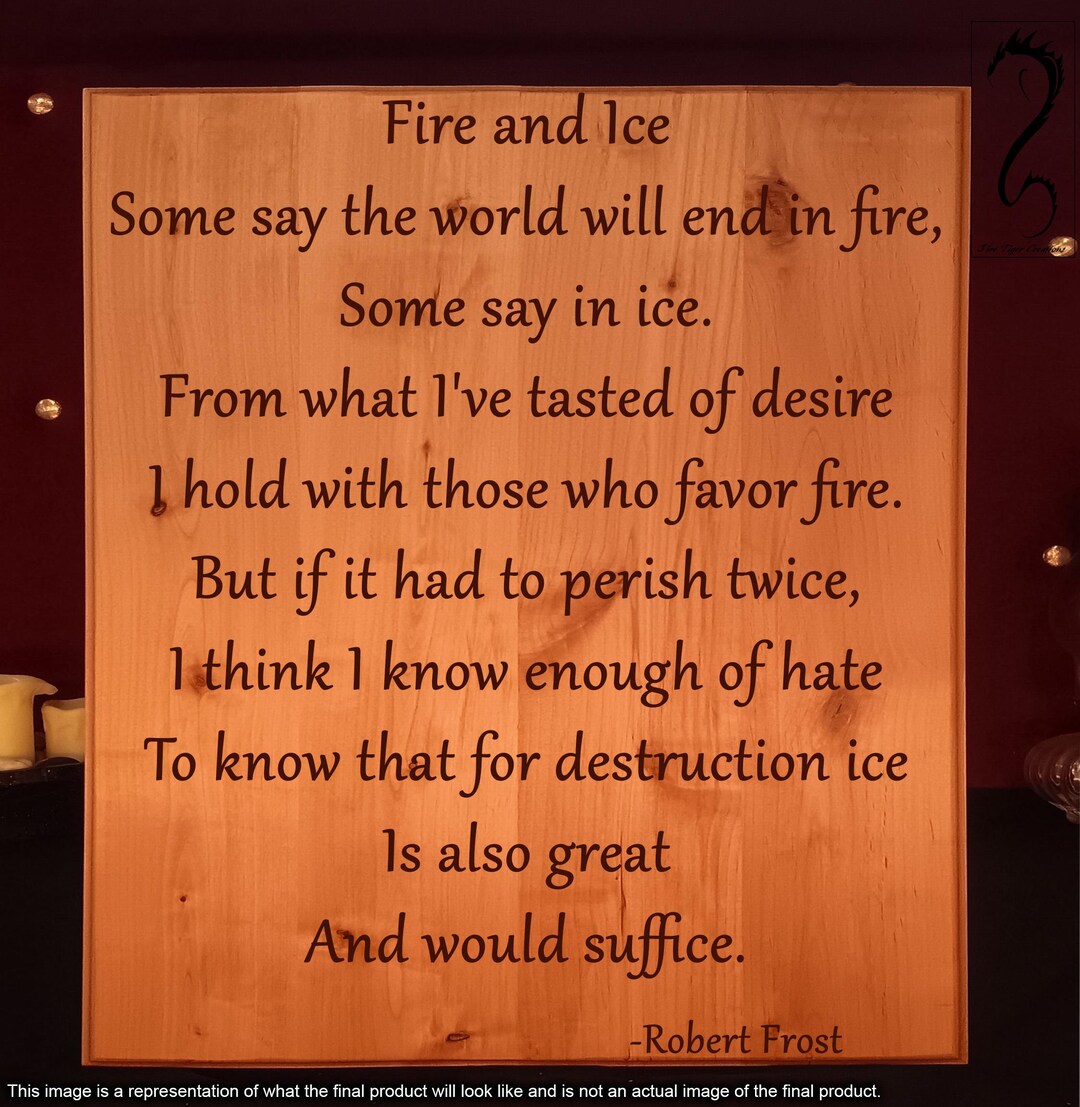Robert Frost 'fire and Ice', Poetry Laser Engraved on Wood Plaque - Etsy