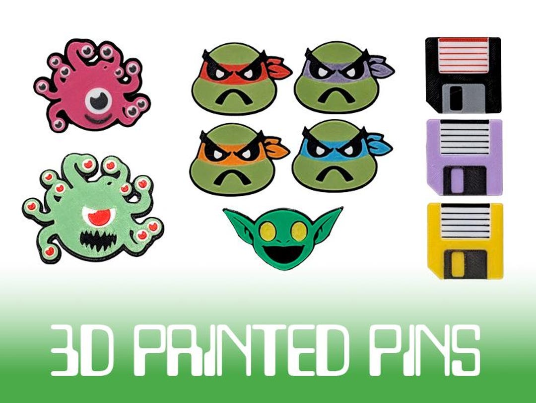 3D Printed Pins: TMNT, DND, Floppy Disks, Loot Goblin Pinch - Etsy