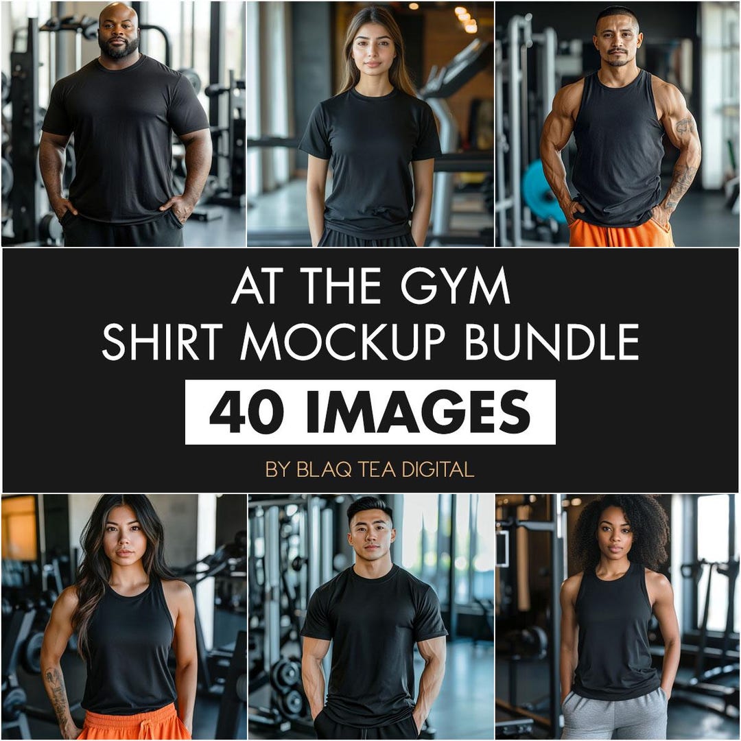 Gym T-shirt Mockup Bundle, Fitness Model Shirt Mockup, Workout Shirt ...