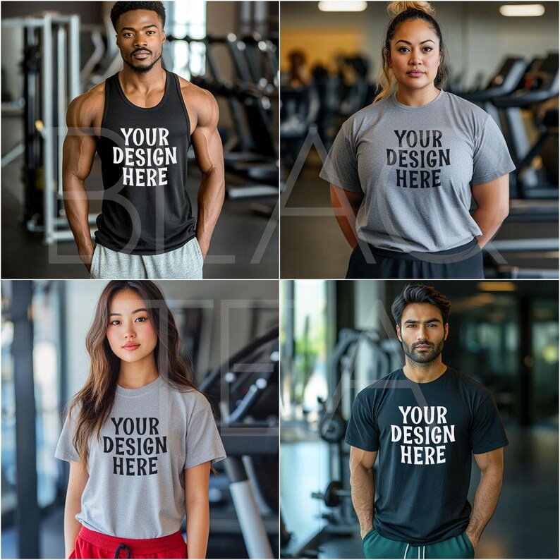 Gym T-shirt Mockup Bundle, Fitness Model Shirt Mockup, Workout Shirt ...