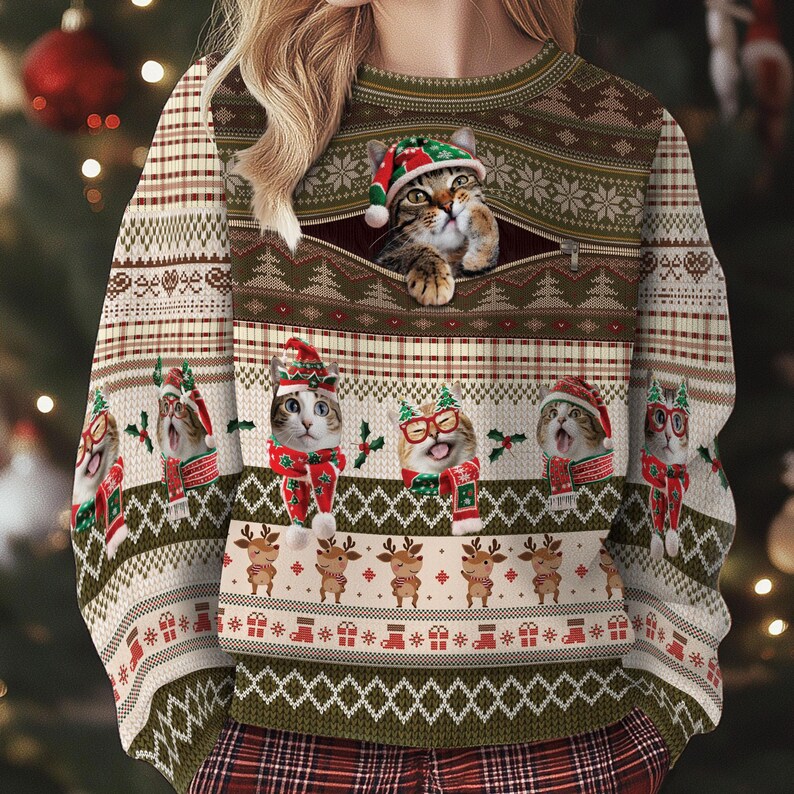 Custom Face Pet Ugly Christmas Sweater, Personalized Dog Cat Mom Xmas ...