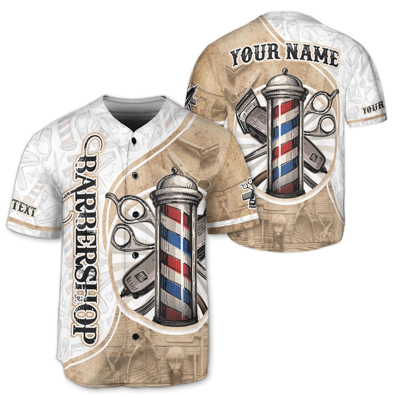 Custom Name Baseball Jersey for Barber, Personalized Barber Baseball ...
