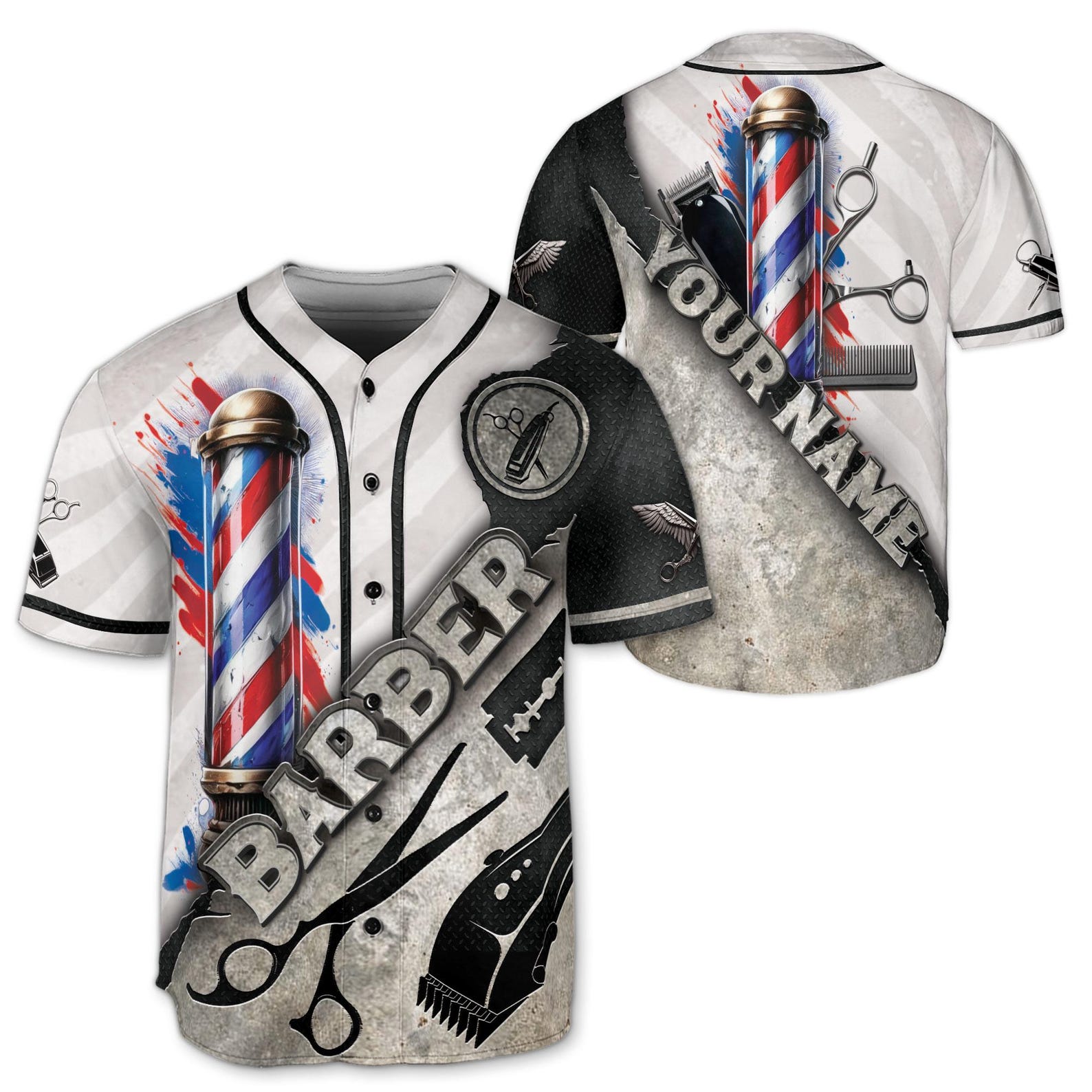 Custom Name Baseball Jersey for Barber, Personalized Barber Baseball ...