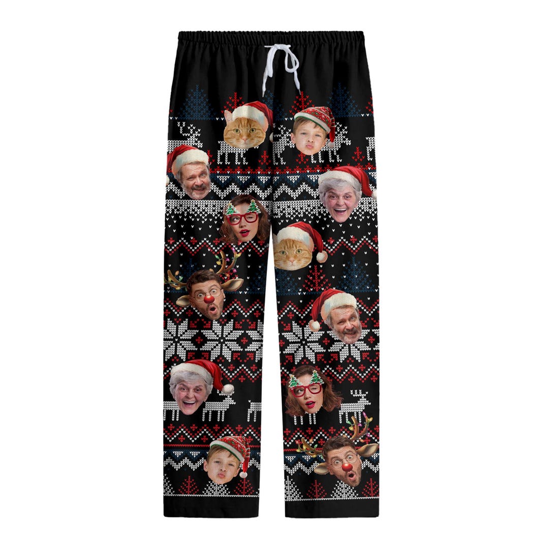 Custom Family Pajama Pants, Christmas Gift Men Women Pants, Custom Face ...