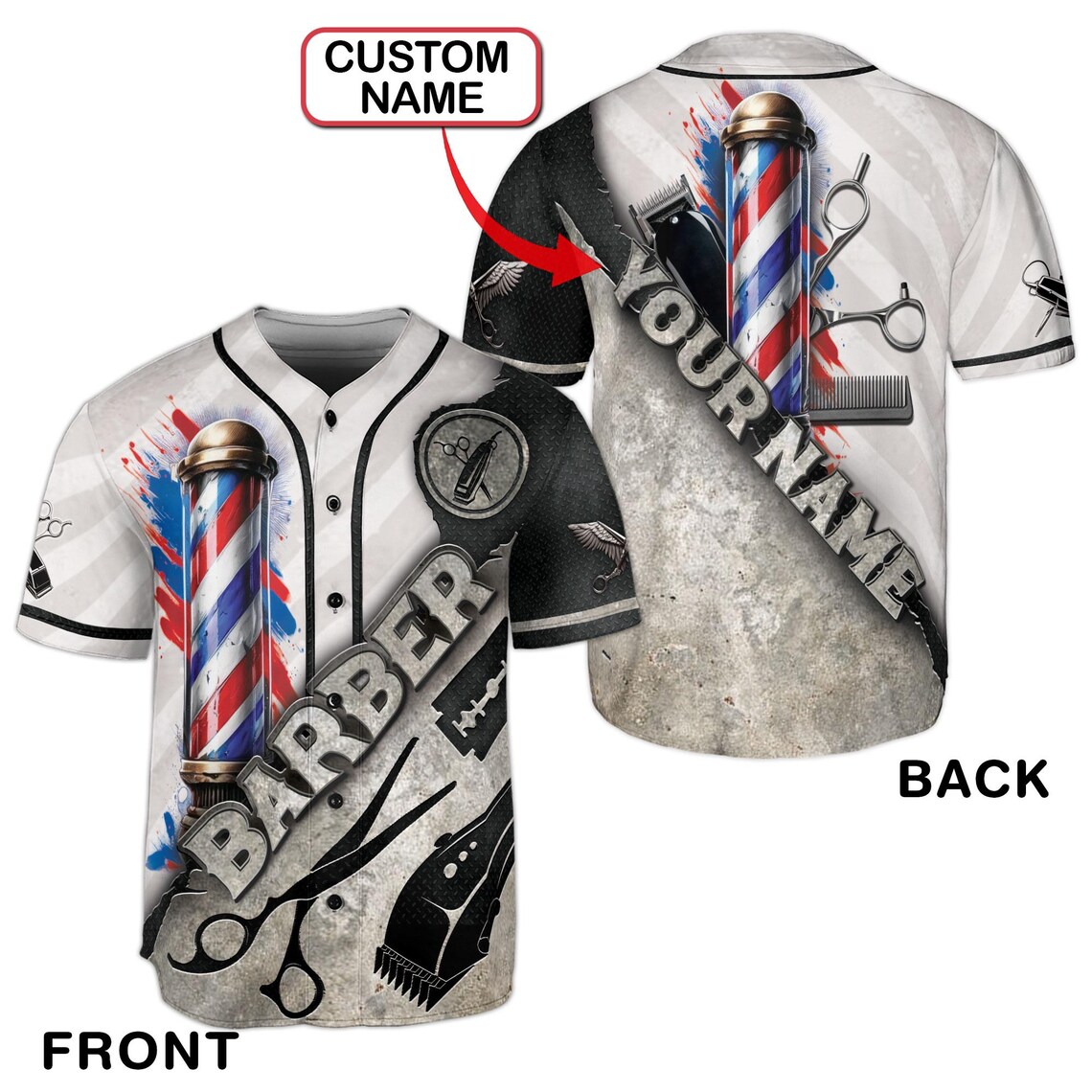 Barber Shirts for Men, Barber Baseball Jersey, Barber Jackets for Men ...