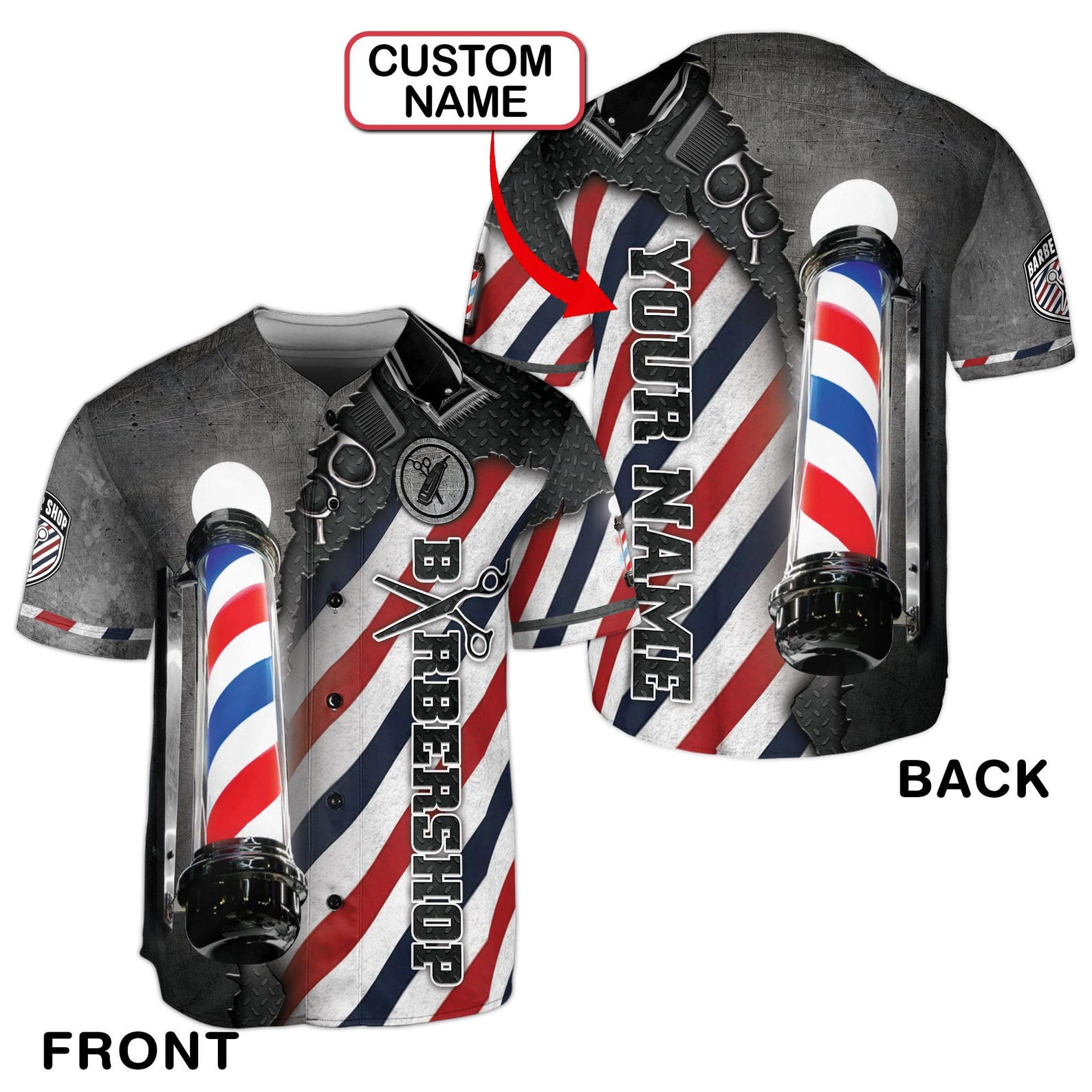 Custom Name Baseball Jersey for Barber, Personalized Barber Baseball ...
