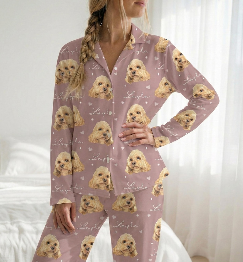 Custom Pet Photo Pajamas, Personalized Pet Sleepwear, Matching Family ...