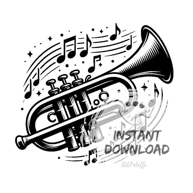 Trumpet With Music Notes SVG Bundle - Etsy