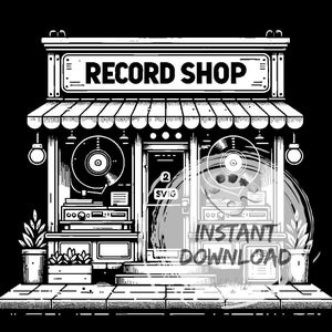 Retro Record Shop Scene SVG Bundle - Etsy