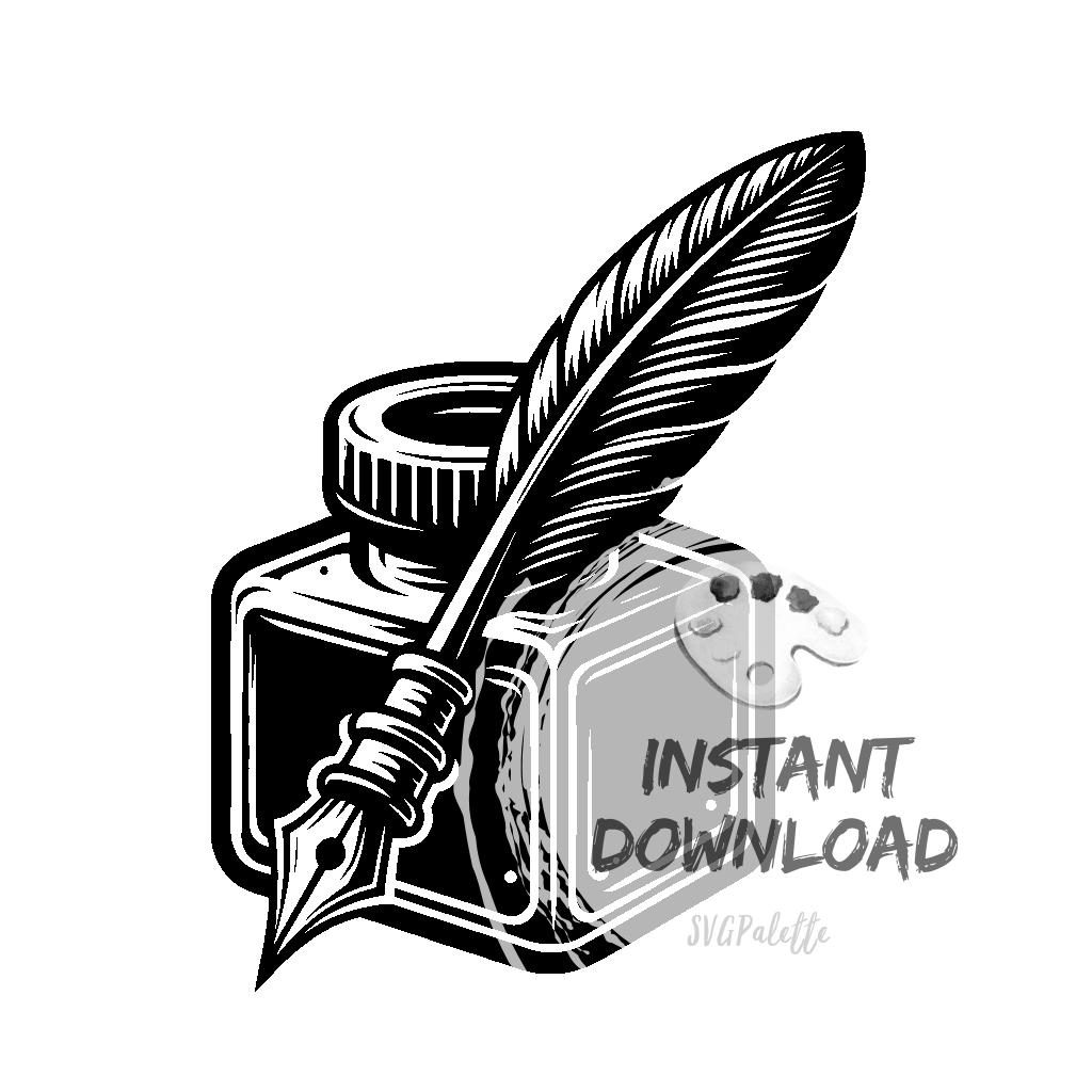 Ink Bottle With Feather Pen SVG Bundle - Etsy