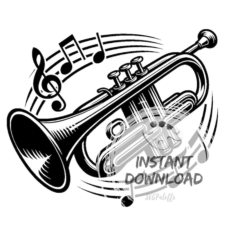 Trumpet With Music Notes SVG Bundle - Etsy